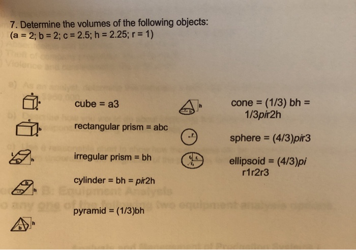 Solved 7. Determine the volumes of the following objects: (a | Chegg.com