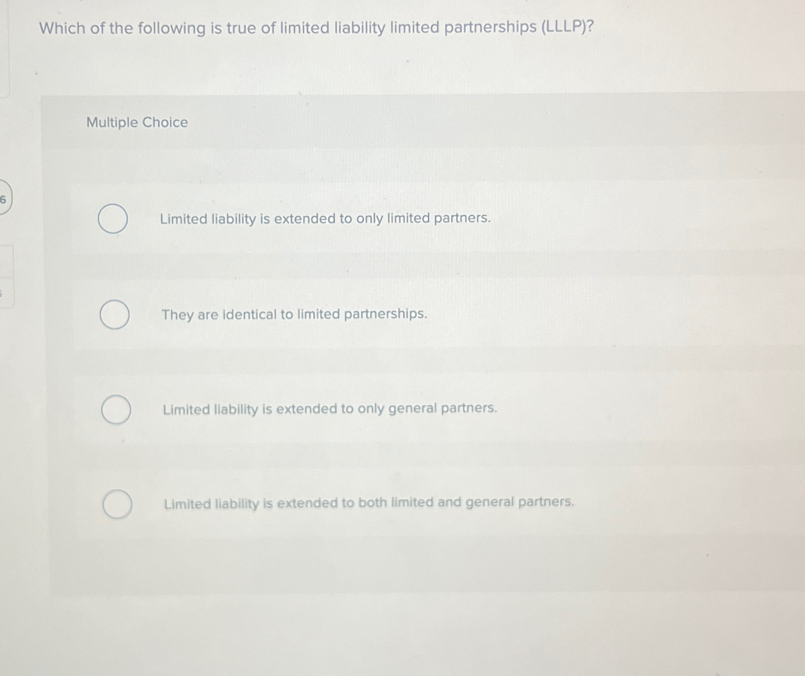 Solved Which of the following is true of limited liability | Chegg.com