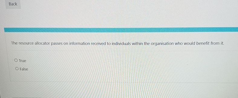 Solved BackThe resource allocator passes on information | Chegg.com