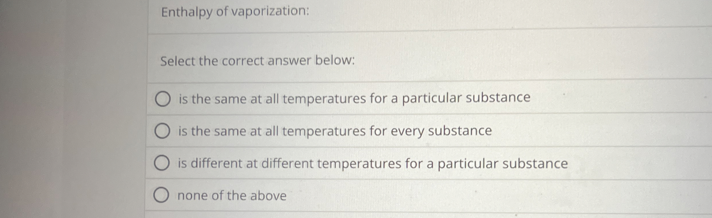 Solved Enthalpy of vaporization:Select the correct answer | Chegg.com