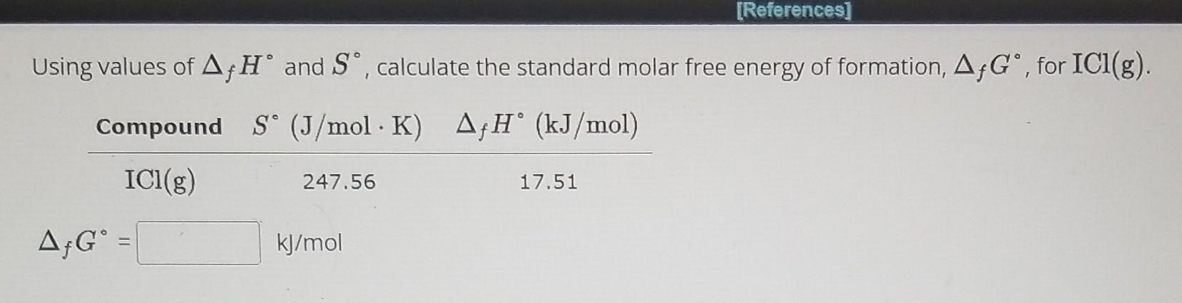 Solved Using values of ΔfH∘ and S∘, calculate the standard | Chegg.com