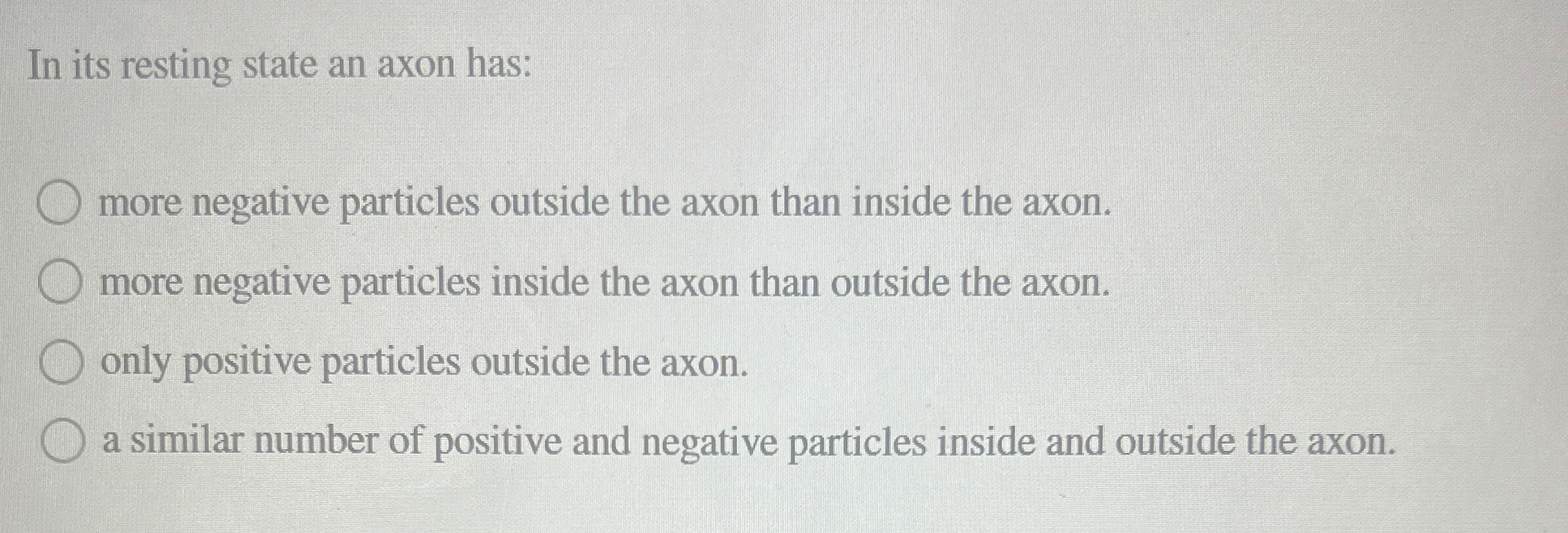 Solved In its resting state an axon has:more negative | Chegg.com