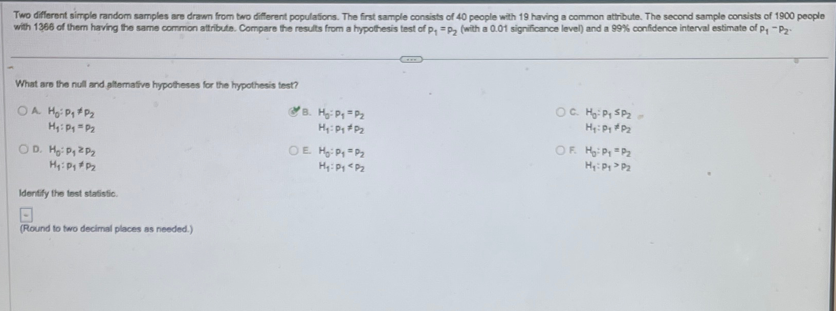 Solved Two different simple random samples are drawn from | Chegg.com
