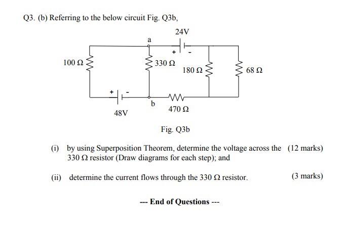 Solved Q3. (b) Referring to the below circuit Fig. Q3b, 24V | Chegg.com
