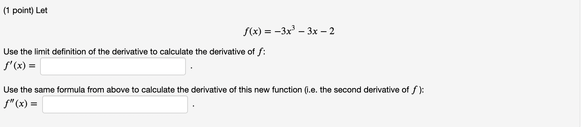Solved 1 point letf X 3x3 3x 2use The Limit Definition