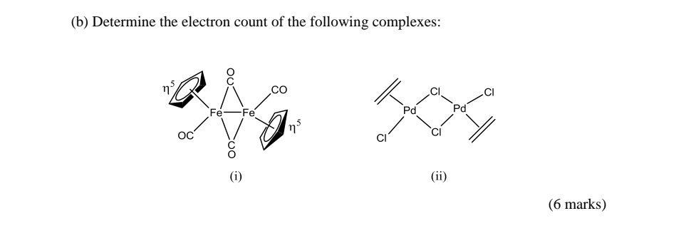 Solved (b) ﻿Determine the electron count of the following | Chegg.com