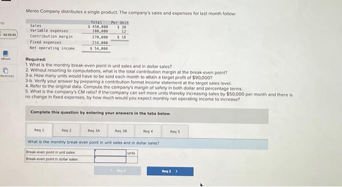 Solved nts 02:33:33 eBook eferences Menlo Company | Chegg.com