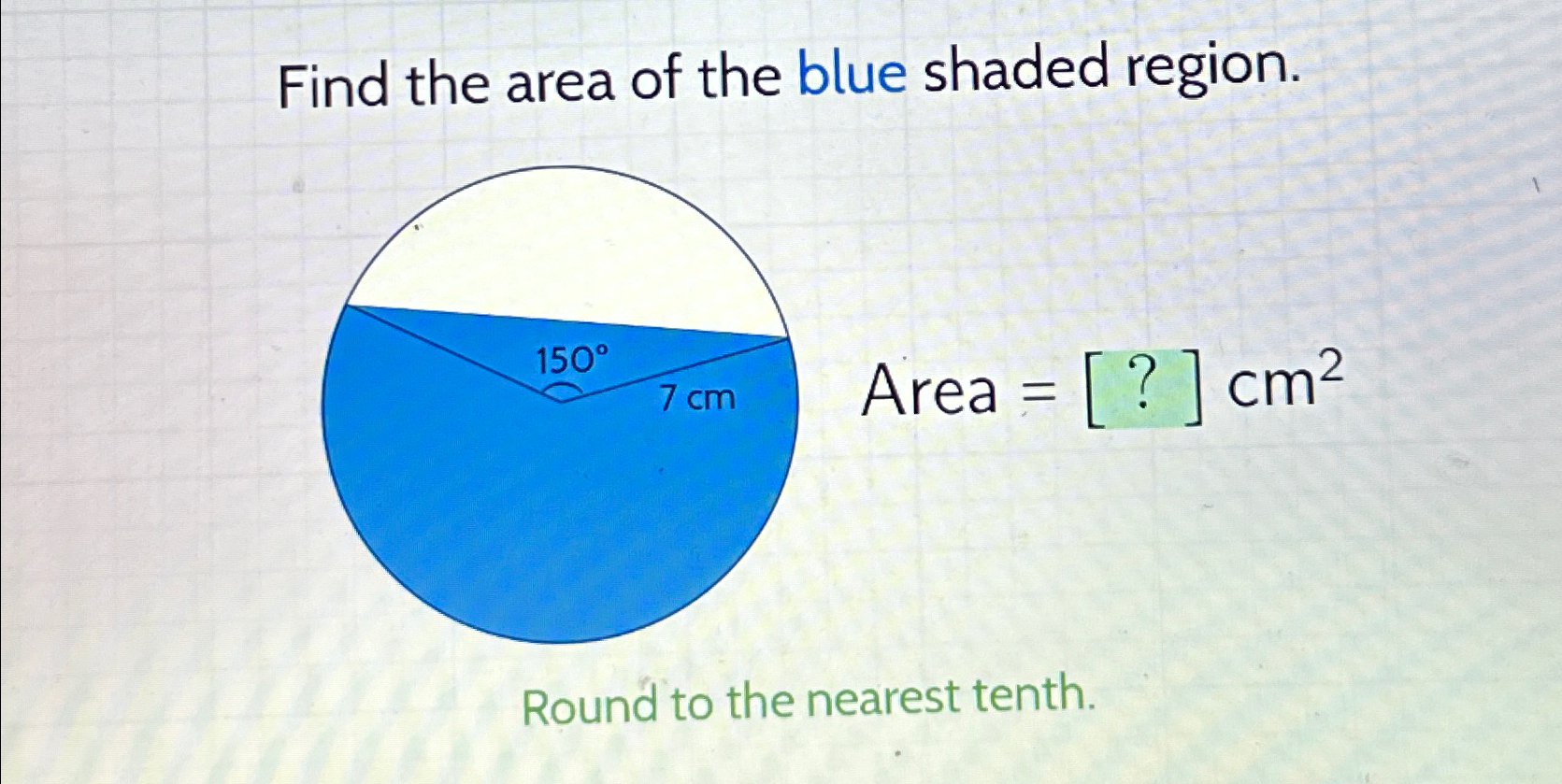Solved Find the area of the blue shaded region.Round to the | Chegg.com