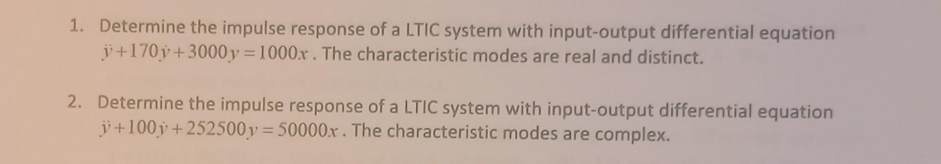 1 Determine The Impulse Response Of A Ltic System