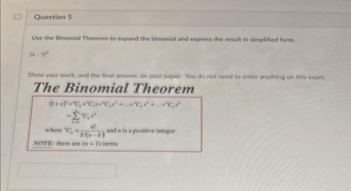 Solved Use the Binomial Theorem to expand the binomial and | Chegg.com