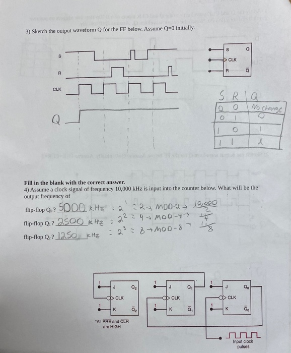 Solved 3) Sketch the output waveform Q for the FF below. | Chegg.com