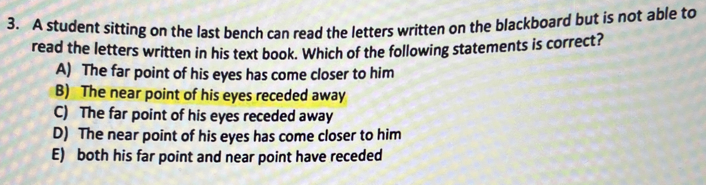 Solved A student sitting on the last bench can read the | Chegg.com