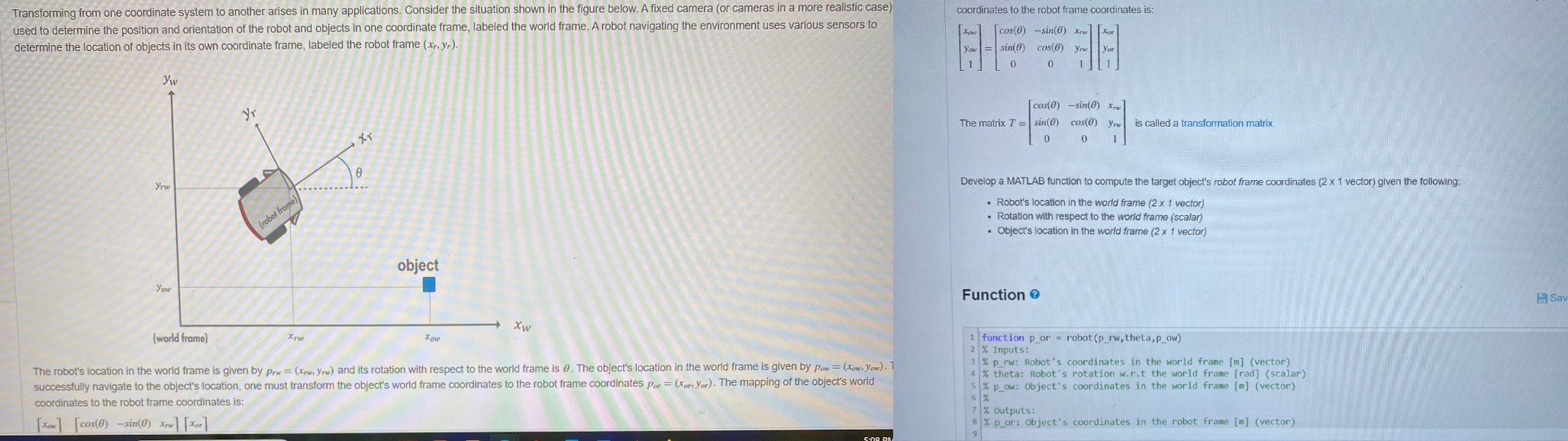 Solved Transforming from one coordinate system to another | Chegg.com
