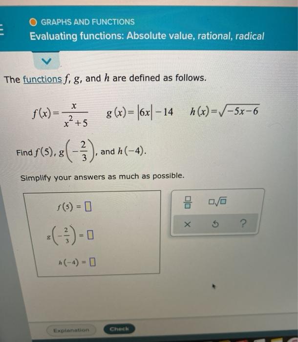 Solved E O GRAPHS AND FUNCTIONS Evaluating functions: | Chegg.com