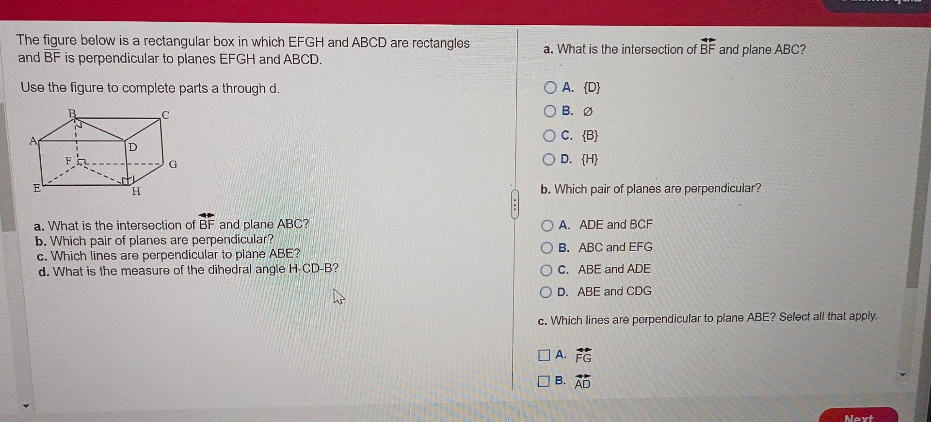 Solved The figure below is a rectangular box in which EFGH | Chegg.com