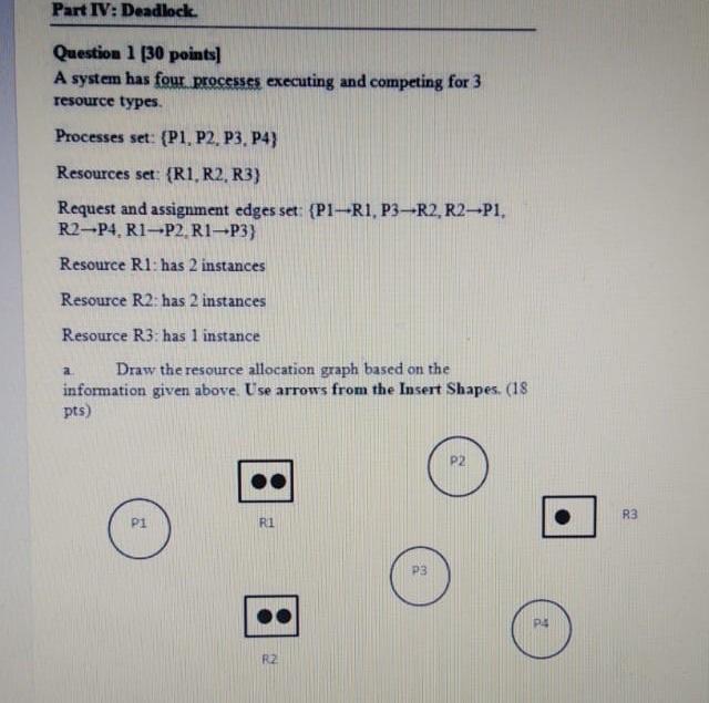 Solved Part IV: Deadlock Question 1 [30 points) A system has | Chegg.com