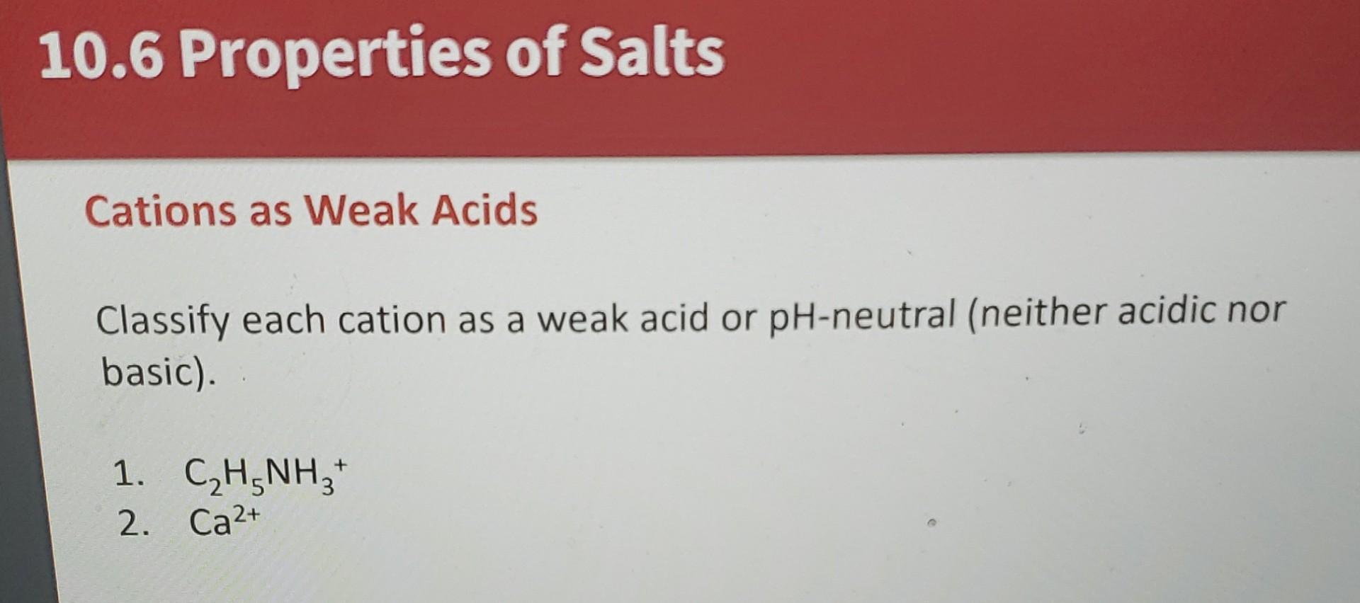 Solved Cations as Weak Acids Classify each cation as a weak | Chegg.com