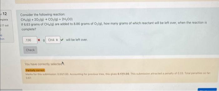 Solved Consider the following reaction: CH4( g)+2O2( g)→CO2( | Chegg.com