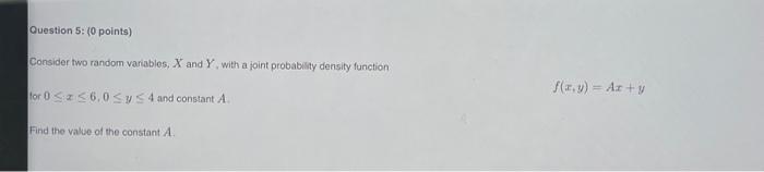 Solved Consider two random variables, X and Y, with a joint | Chegg.com