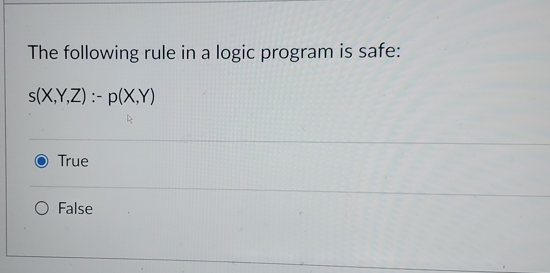 Solved The following rule in a logic program is | Chegg.com