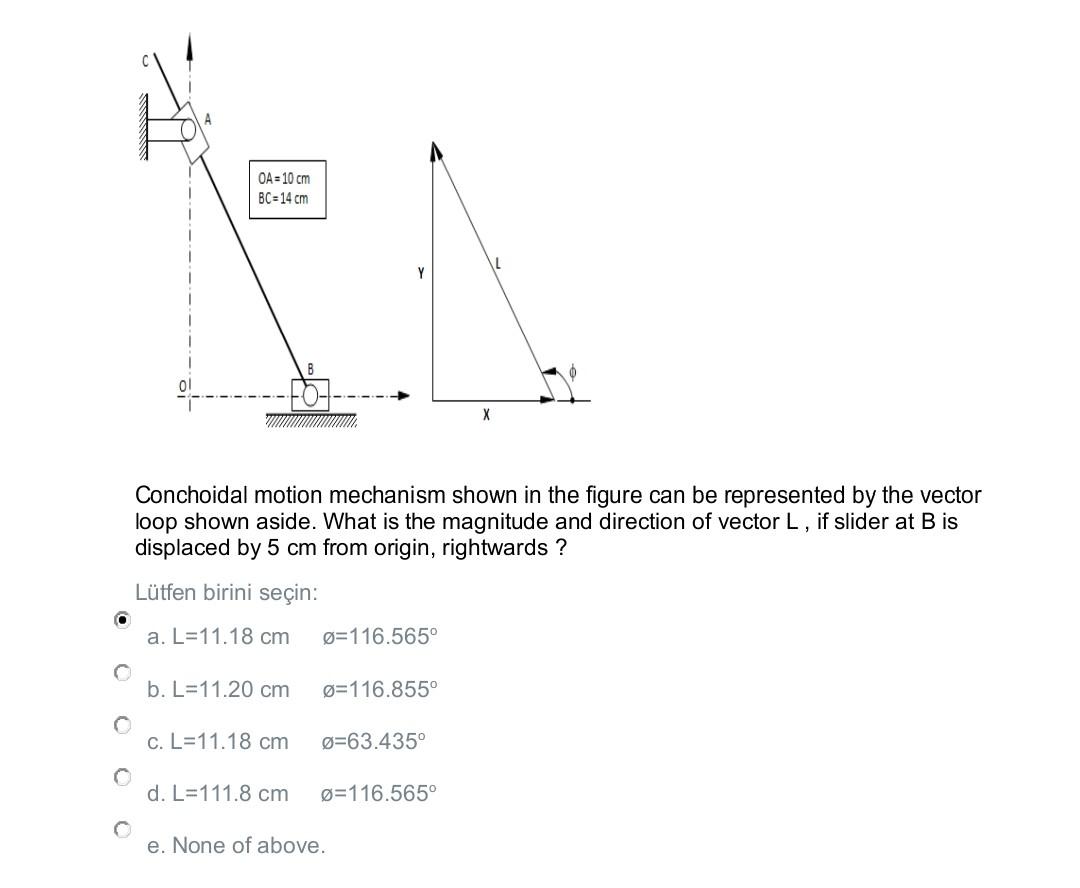 Solved А OA = 10 cm BC=14 cm Y Conchoidal motion mechanism | Chegg.com