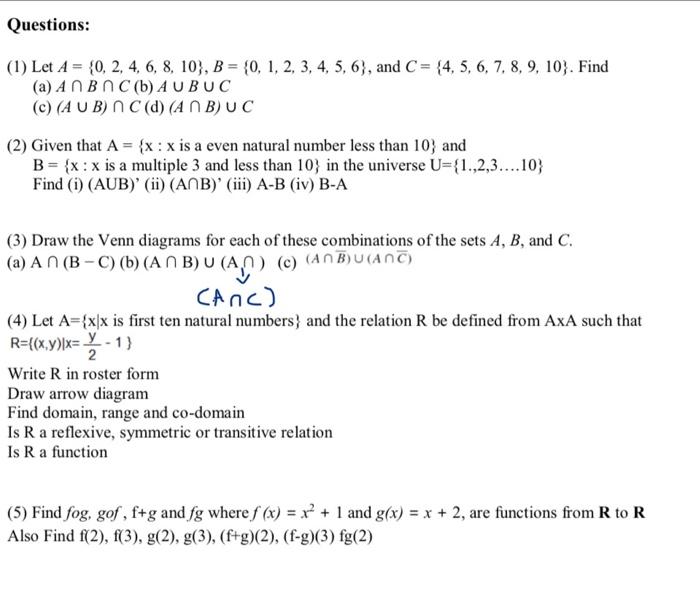 Solved (1) Let A={0,2,4,6,8,10},B={0,1,2,3,4,5,6}, and | Chegg.com