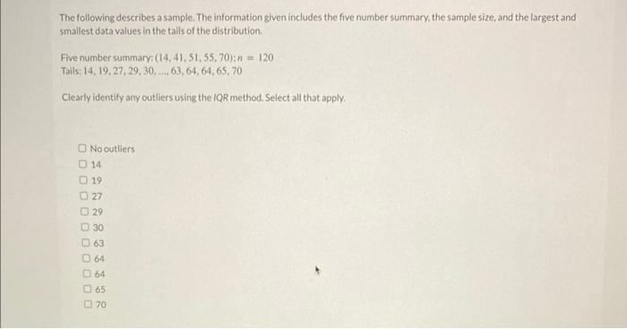 Solved The following describes a sample. The information | Chegg.com