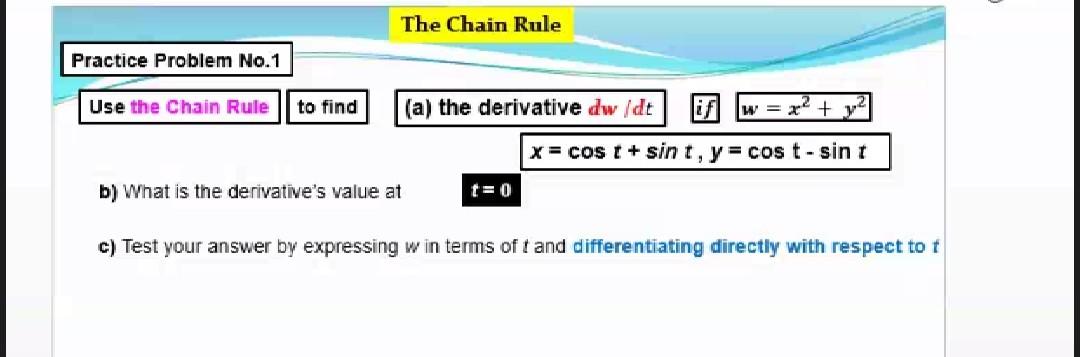Solved The Chain Rule Practice Problem No.1 Use the Chain | Chegg.com