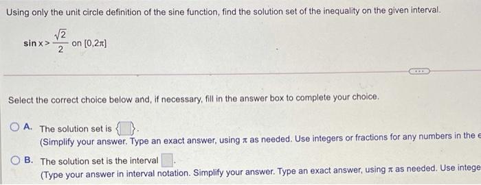 Solved Using only the unit circle definition of the sine | Chegg.com