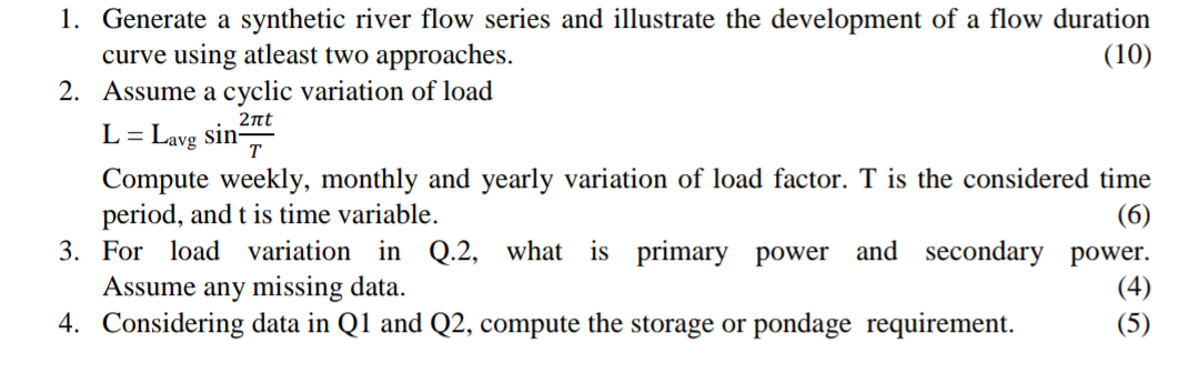 Solved Generate a synthetic river flow series and illustrate | Chegg.com