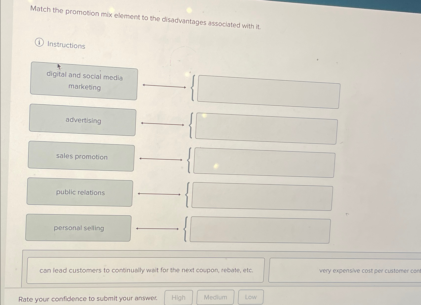 Solved Match the promotion mix element to the disadvantages | Chegg.com