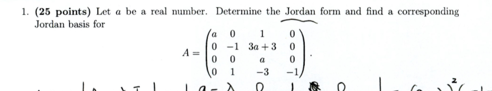 Solved (25 ﻿points) ﻿Let a ﻿be a real number. Determine the | Chegg.com