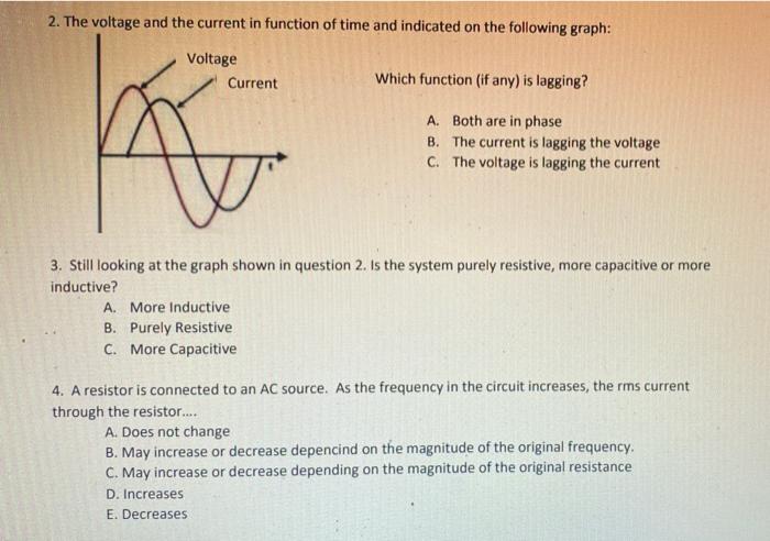 Solved 2. The voltage and the current in function of time | Chegg.com