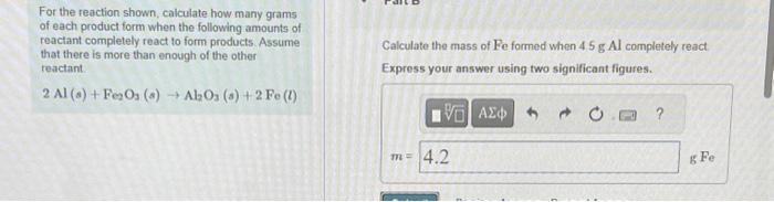 Solved For the reaction shown, calculate how many grams of | Chegg.com