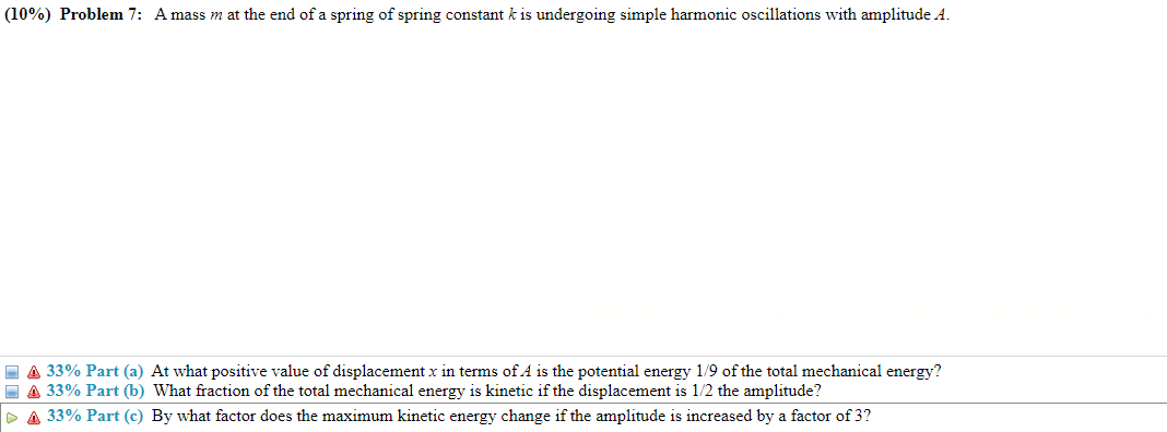 Solved 33% Part (a) At what positive value of displacement x | Chegg.com