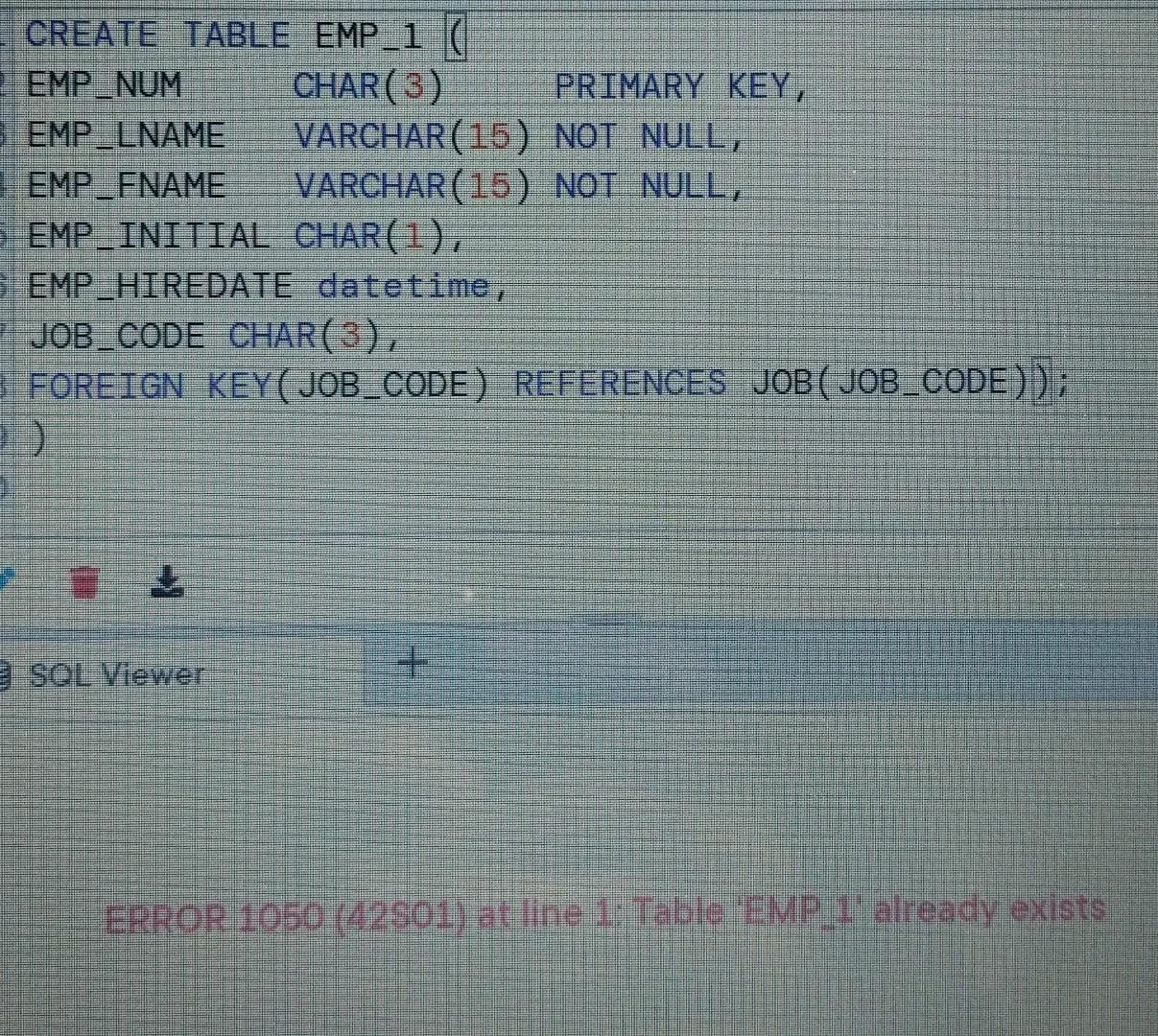 Solved Write the SQL code that will create only the table | Chegg.com