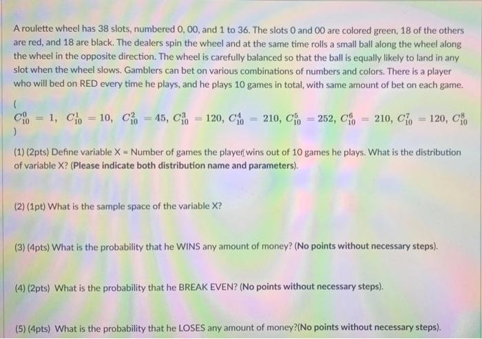 Solved A roulette wheel has 38 slots, numbered 0, 00, and 1 | Chegg.com