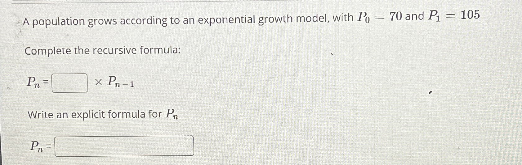 Solved A population grows according to an exponential growth | Chegg.com