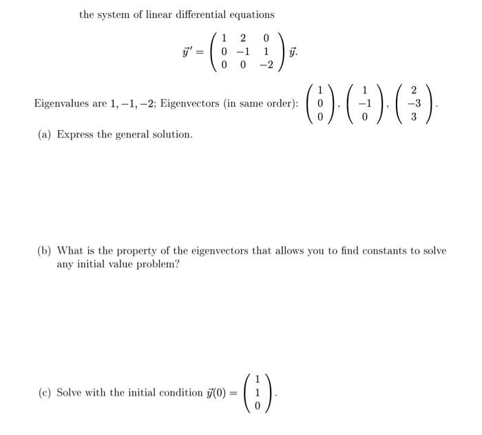 Solved the system of linear differential equations | Chegg.com