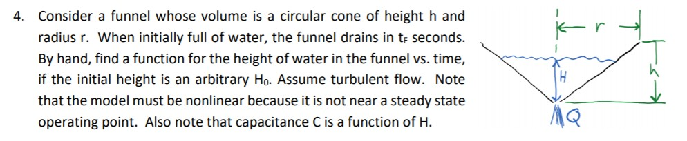 Solved 4. Consider a funnel whose volume is a circular cone | Chegg.com