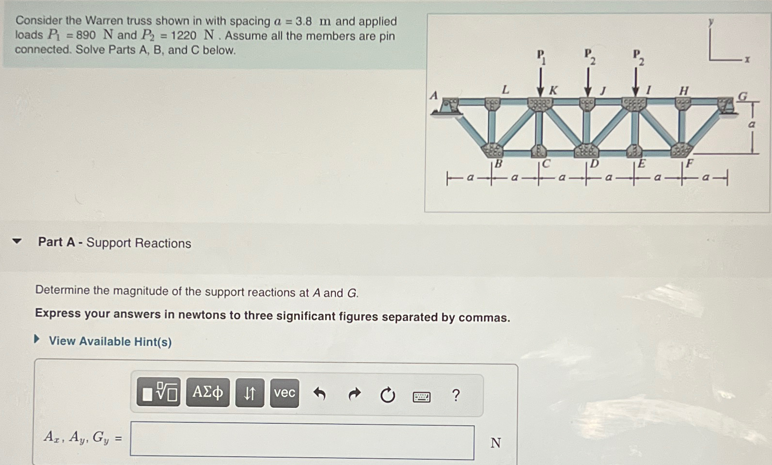 Solved Consider the Warren truss shown in with spacing | Chegg.com