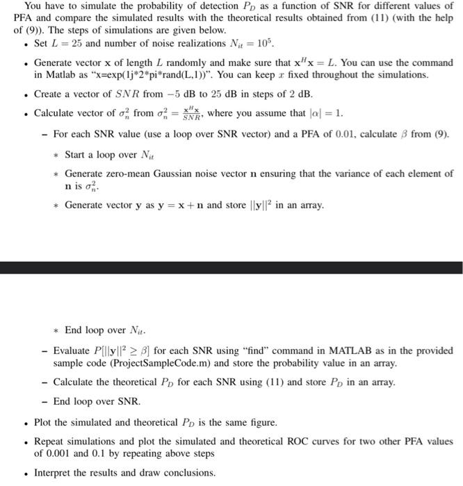 Solved You have to simulate the probability of detection PD | Chegg.com