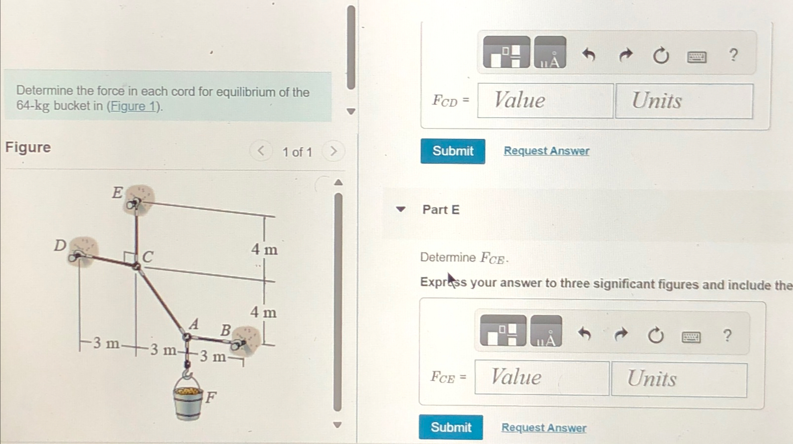 Solved Determine the force in each cord for equilibrium of | Chegg.com