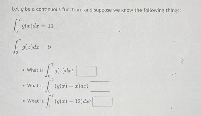 Solved Let gbe a continuous function, and suppose we know | Chegg.com