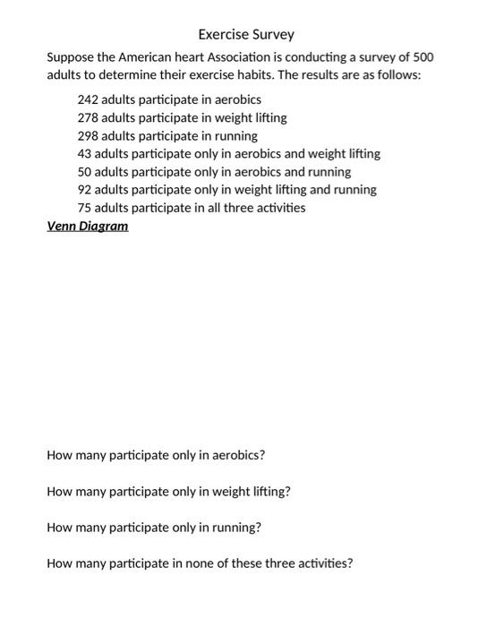 Solved Exercise Survey Suppose the American heart | Chegg.com