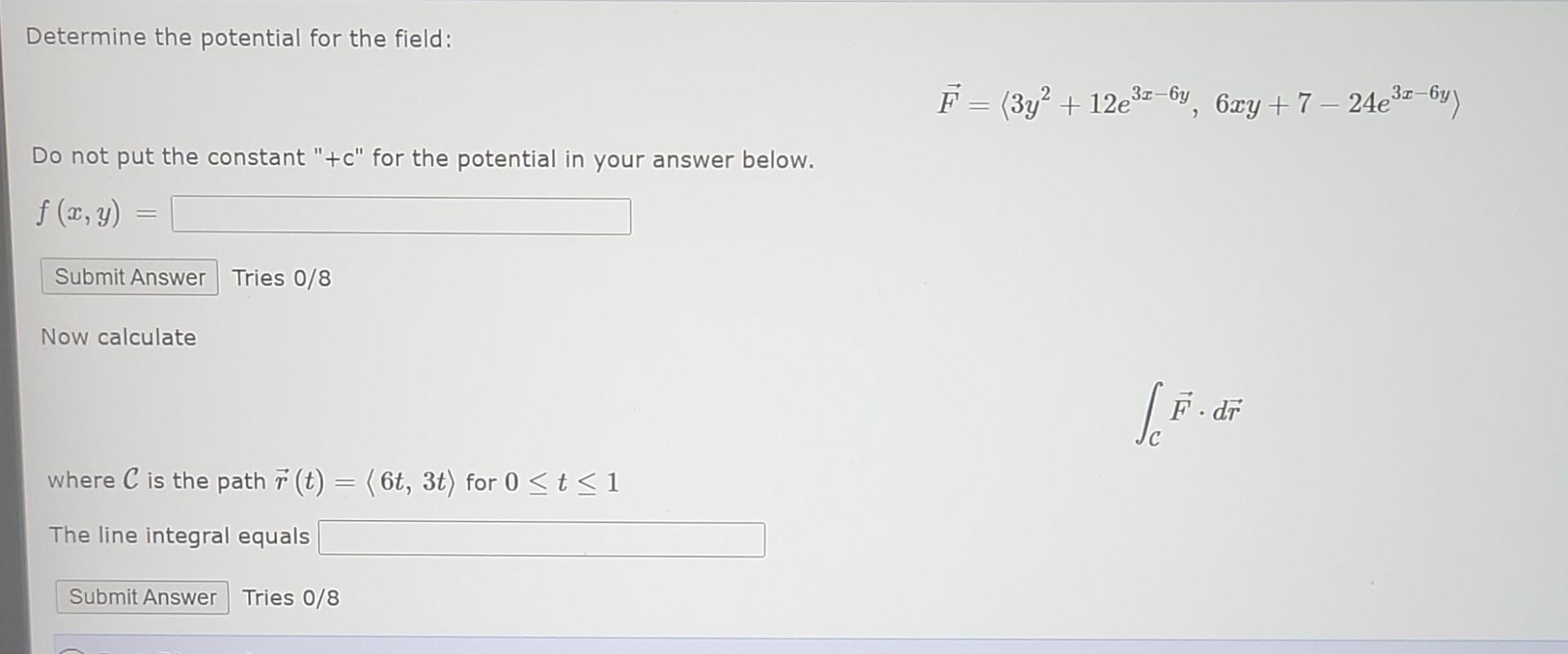 Solved Determine the potential for the field: | Chegg.com