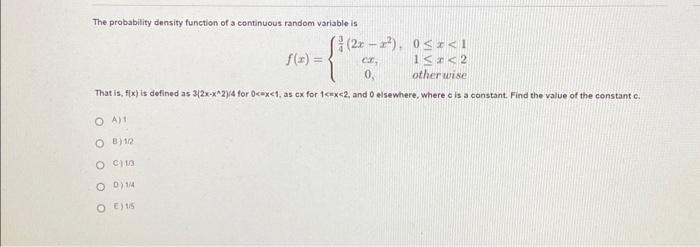 The probability density function of a continuous | Chegg.com