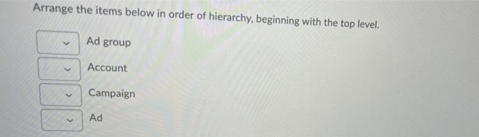 Solved Arrange the items below in order of hierarchy, | Chegg.com