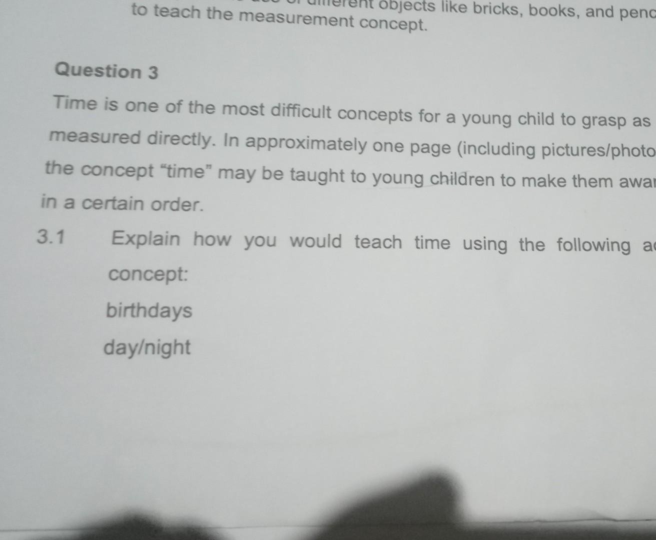Solved to teach the measurement concept. Question 3 Time is | Chegg.com