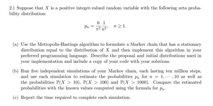 Solved 2.) Suppose that X is a positive integer-valued | Chegg.com